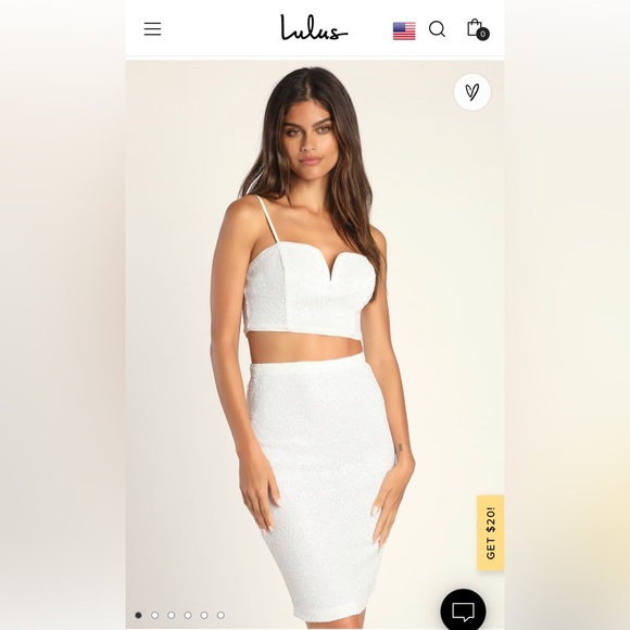 Lulus | Dresses | Lulus Sparkling Style White Sequin Twopiece Bodycon ...